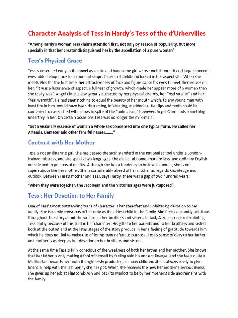 Character_Analysis_of_Tess_in_Hardy’s_Tess_of_the_d’Urbervilles | PDF ...