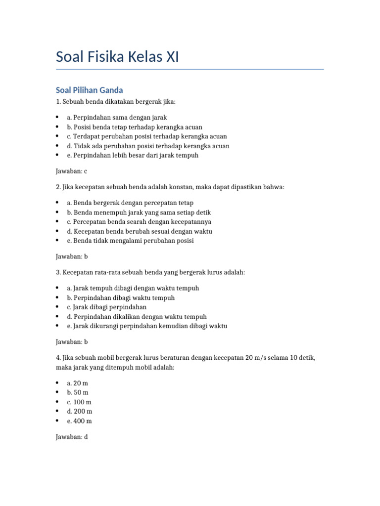 Soal Fisika Kelas XI | PDF