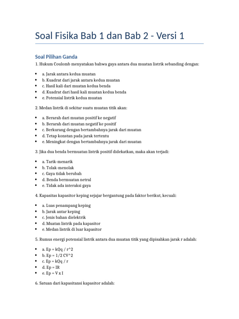 Soal Fisika Bab 1 Dan Bab 2 Versi 1 | PDF | Sains & Matematika | Teknologi & Rekayasa