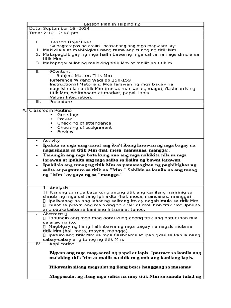 Lesson Plan in Filipiono k2 Week 8 | PDF