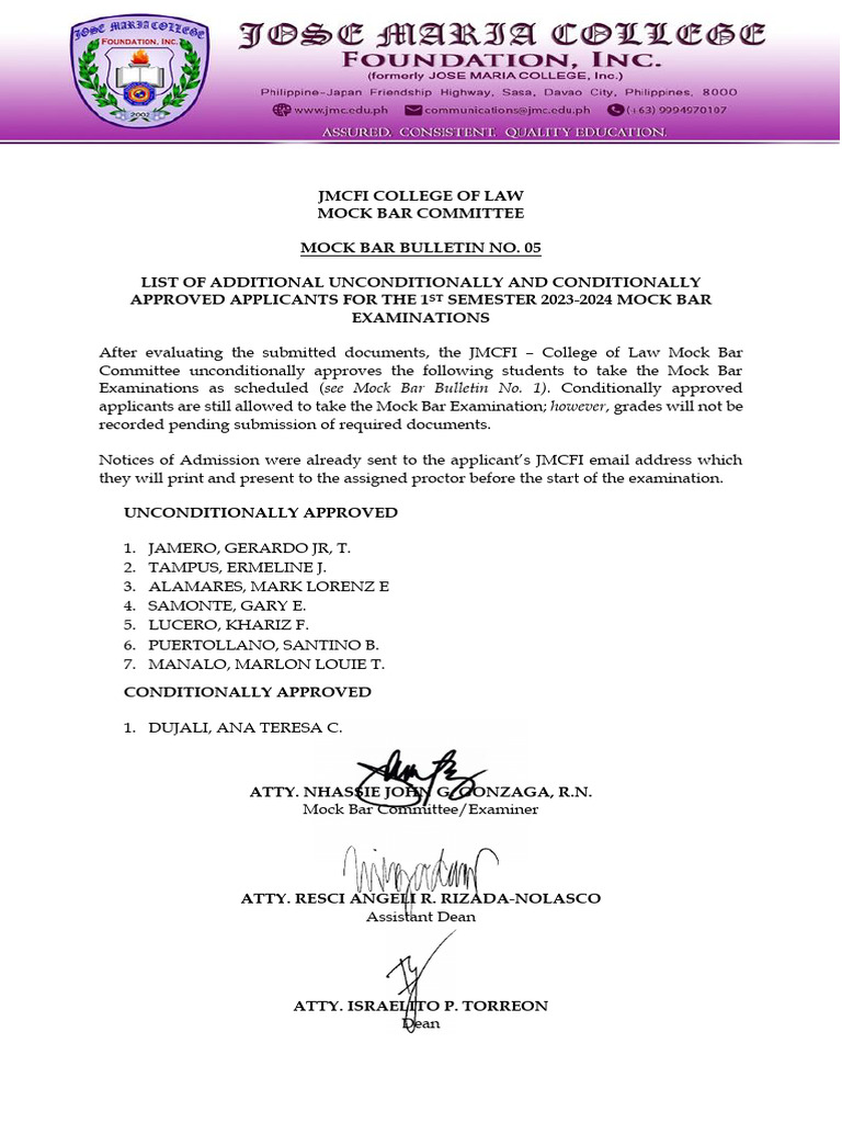 Mock Bar Bulletin No. 5 2024 | PDF