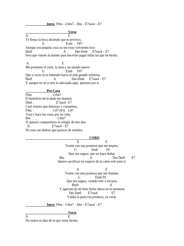 (Caibo) La Promesa - Acordes y Letras | PDF