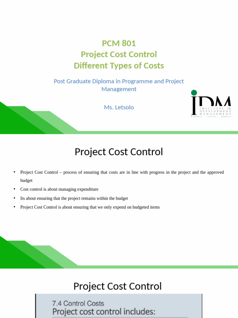Project Cost Control Essentials | PDF | Cost | Opportunity Cost