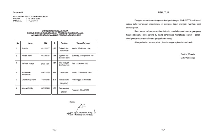 Wisudawan Terbaik & Penutup | PDF