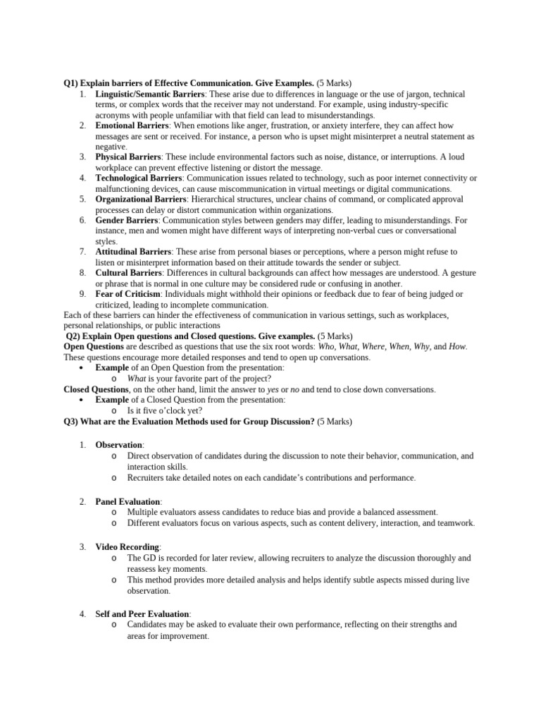 Communication Exam Questions | PDF | Communication | Mentorship