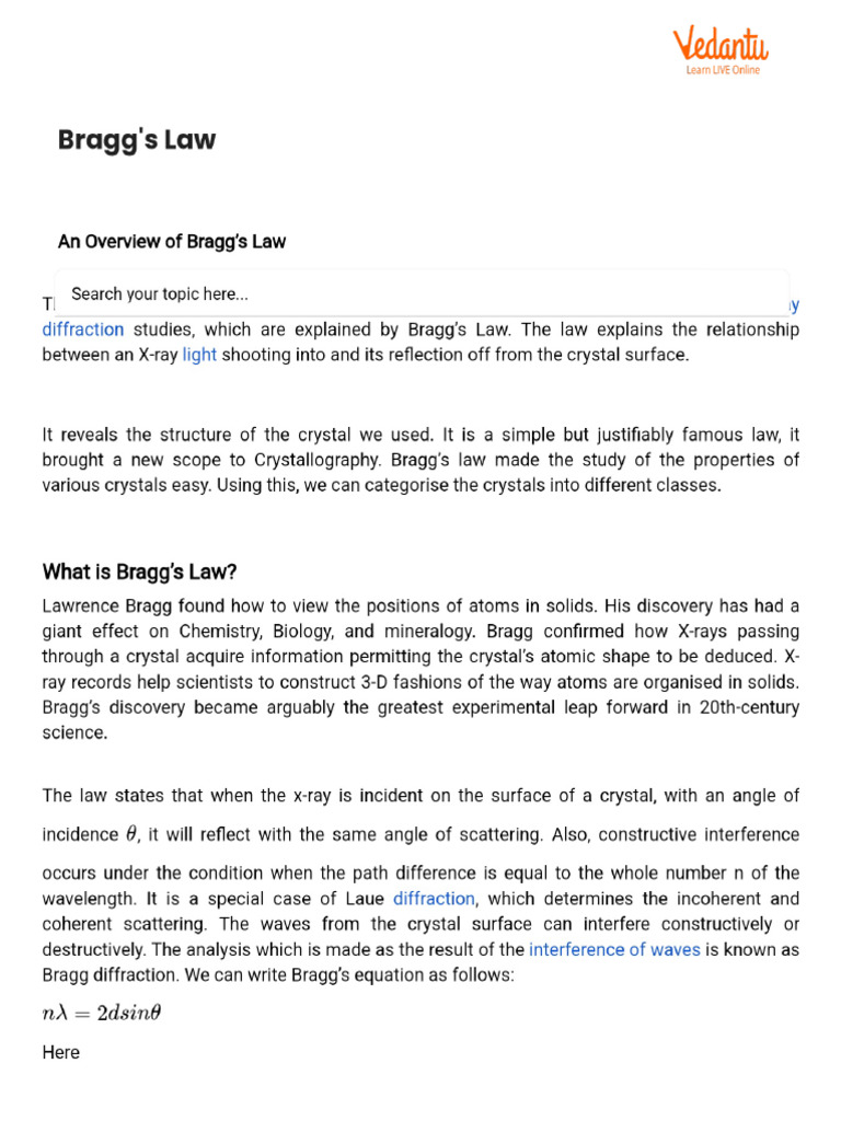 Bragg's Law | PDF