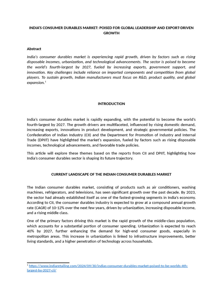 India's Consumer Durables Market | PDF | Home Appliance | Efficient ...