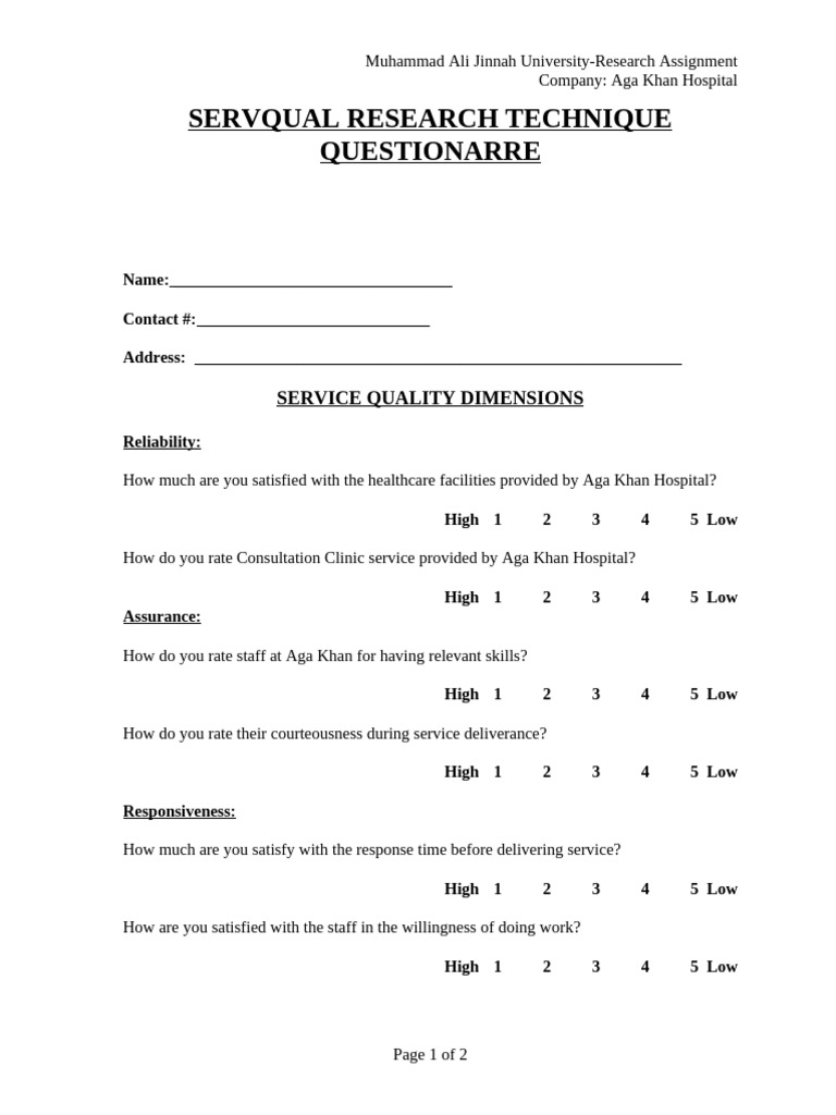 Servqual Research Technique | PDF