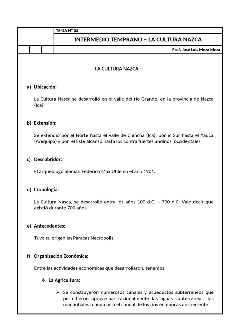 Tema 08 - Intermedio Temprano - Nazca | PDF