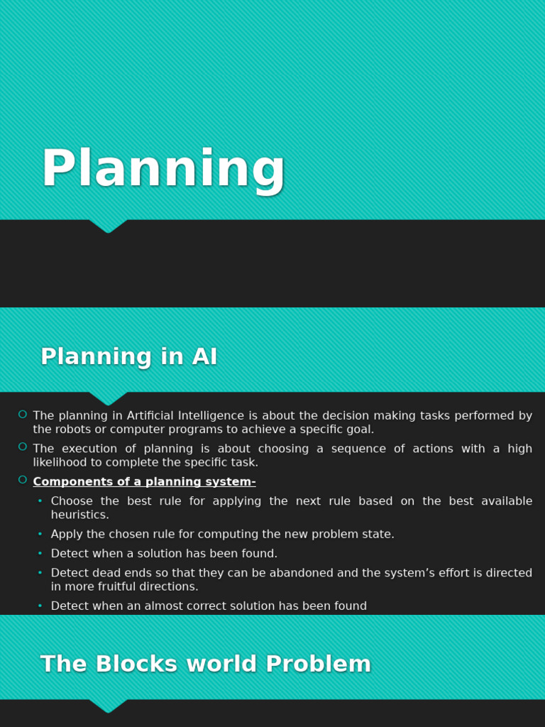 Planning | PDF | Artificial Intelligence | Intelligence (AI) & Semantics