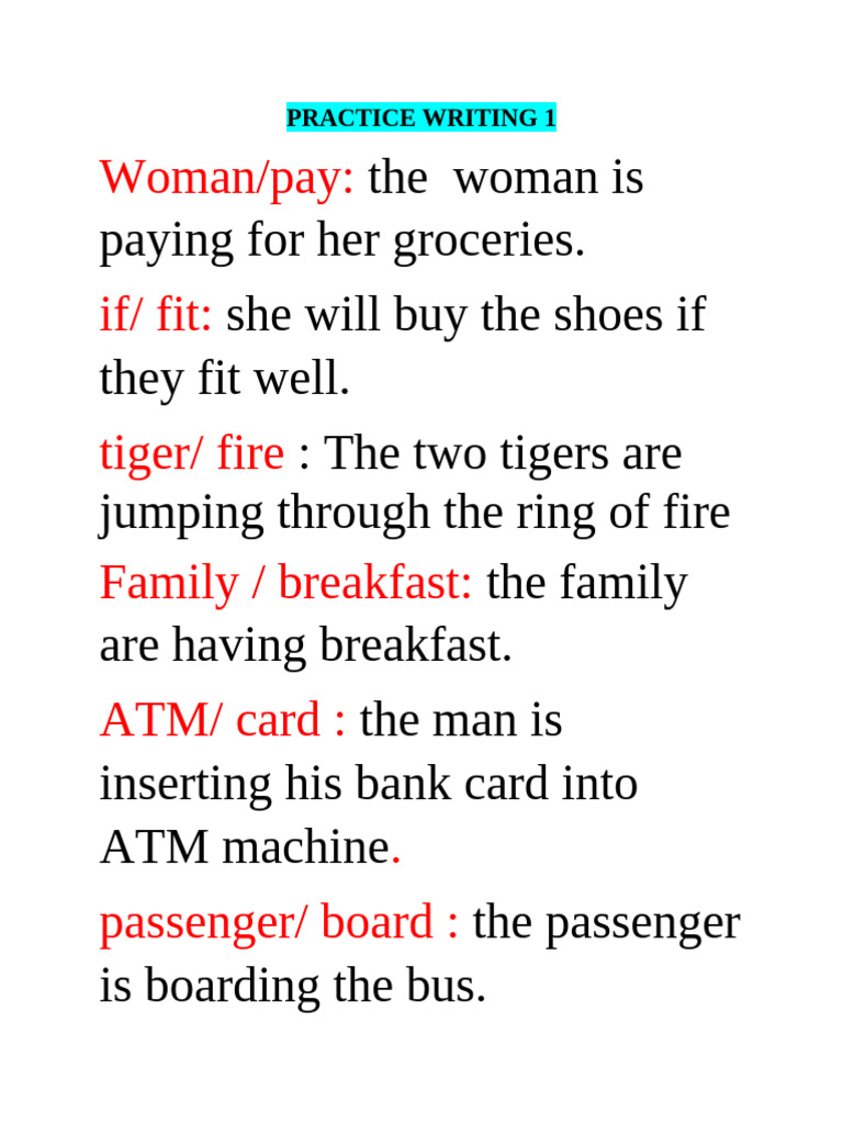 Practice Writing 1 8 | PDF