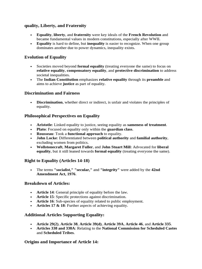 Article 14 notes | PDF | Equal Protection Clause | Justice
