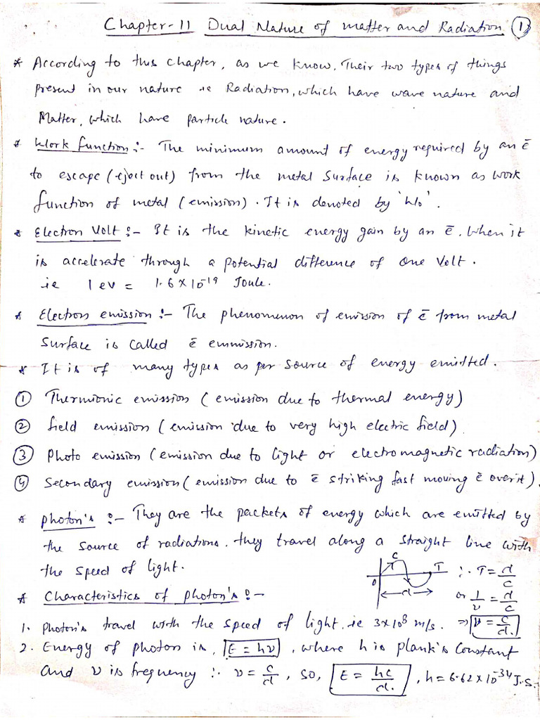 CH 11 Dual Nature Notes | PDF