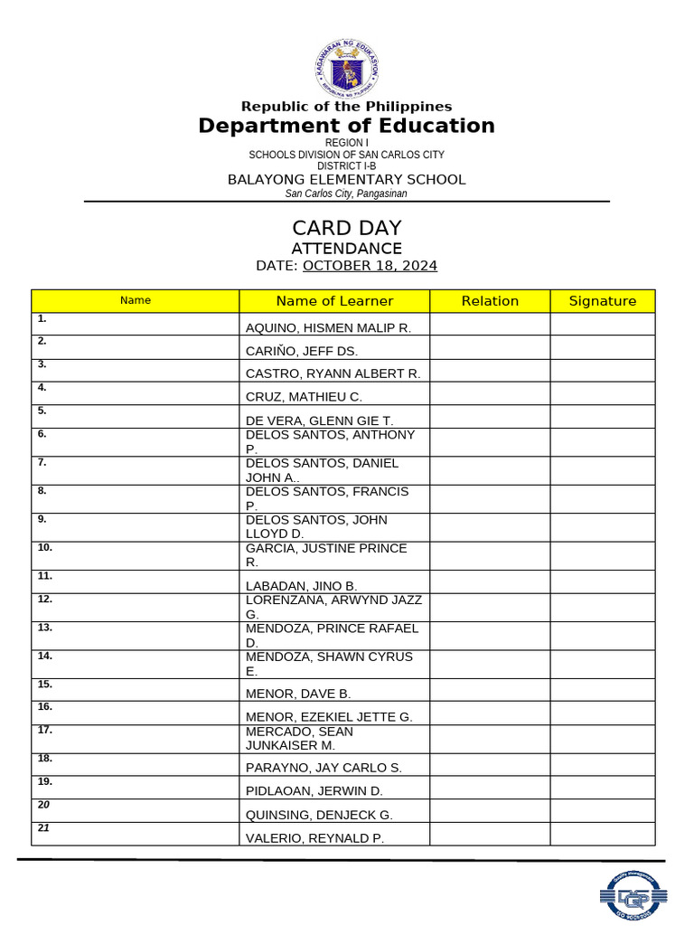 Attendance For Parents - General Assembly | PDF