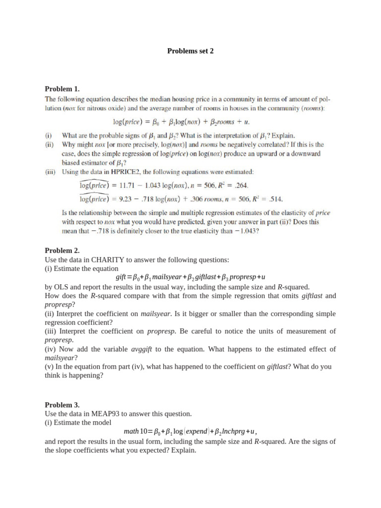 OLS Regression Analysis Problems | PDF