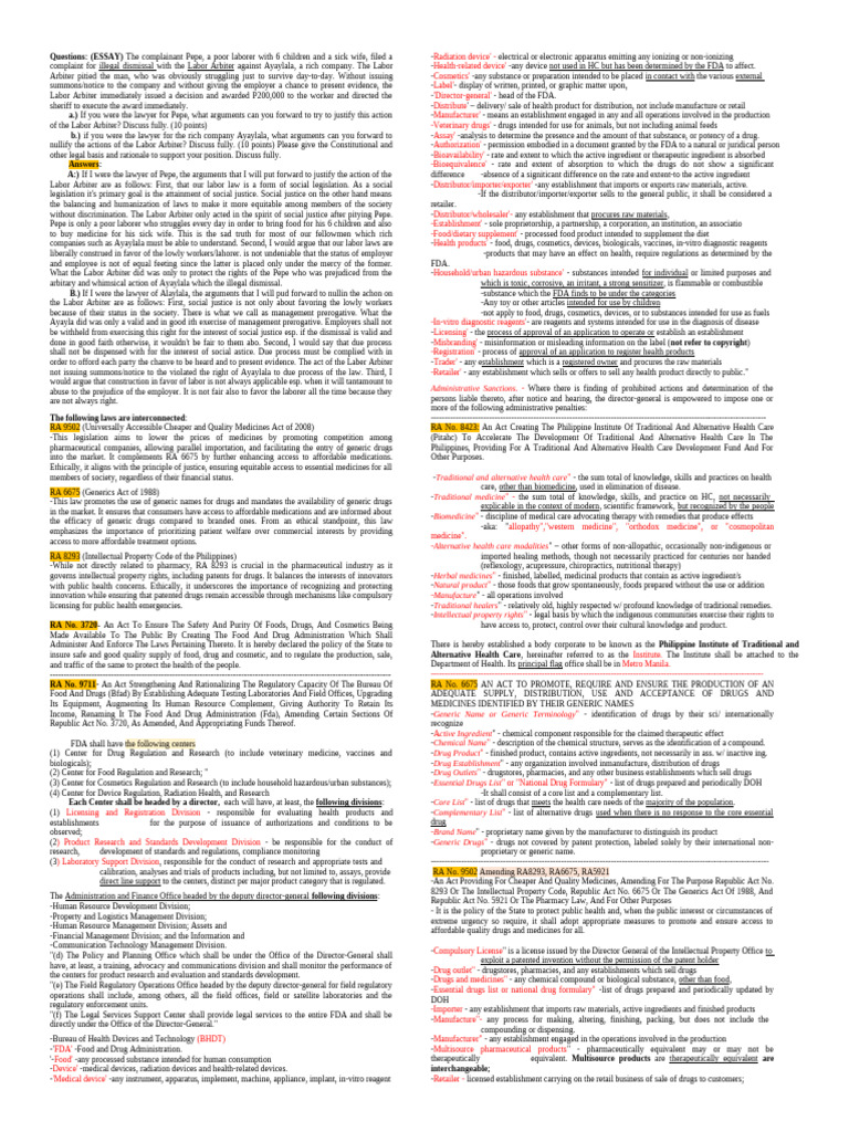 Legal Pharm (semis) NOtes | PDF | Patent | Glossary Of Patent Law Terms