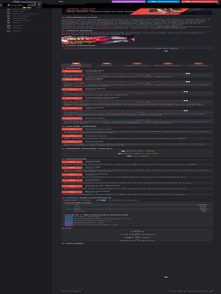 Gallagher Guide and Build Honkai Star Rail Prydwen | PDF