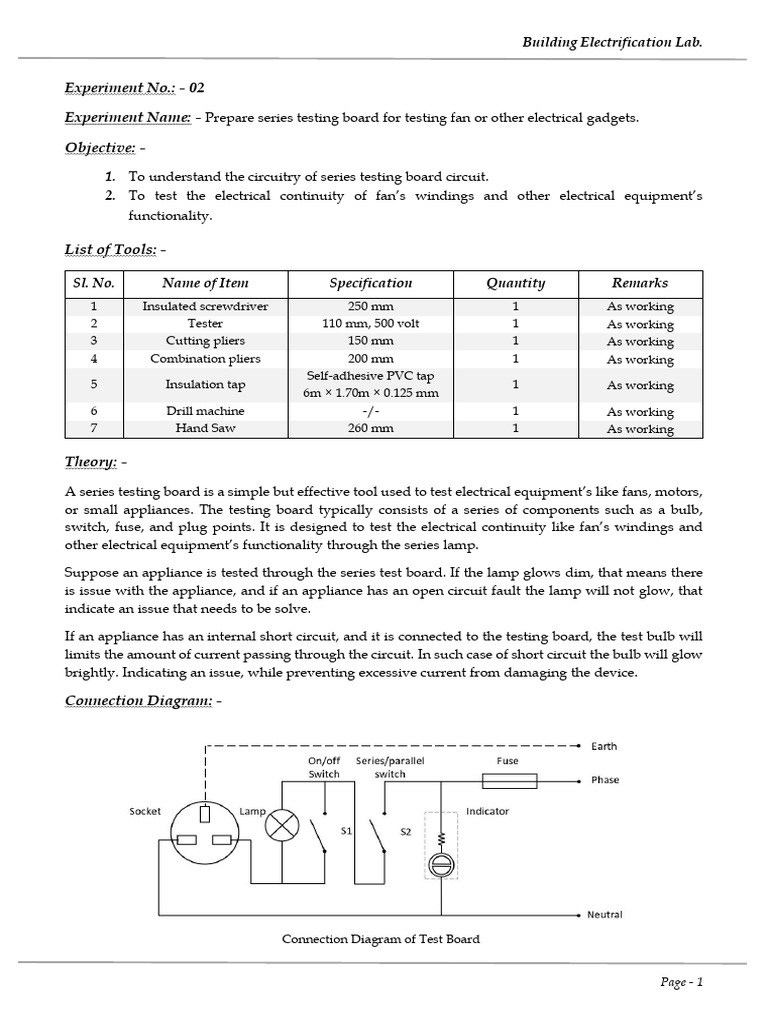 Series Testing Board Construction Guide | PDF | Electrical Connector ...