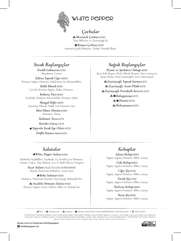 White Pepper Menu | PDF