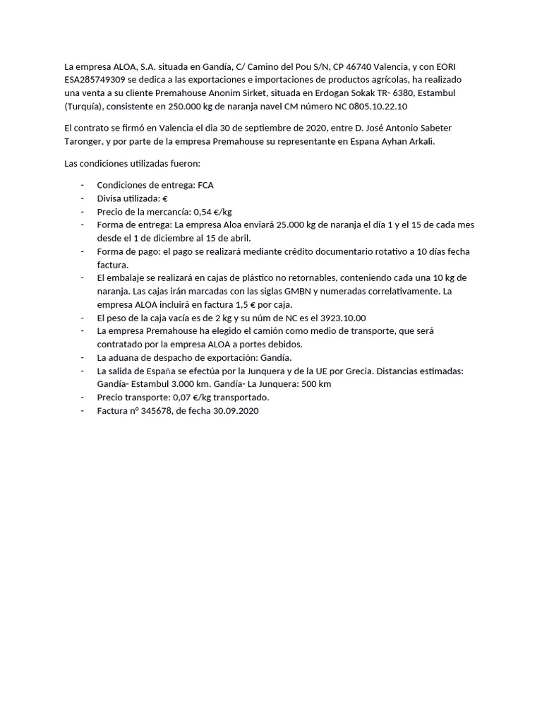 Supuesto DUA Export #1 | PDF | Finanzas y dinero