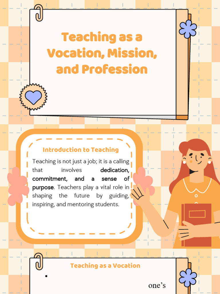 Teaching As Vocation, Mission and Profession | PDF | Profession | Learning