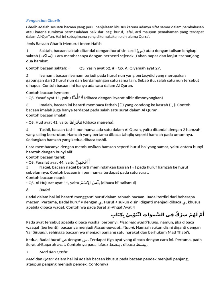 Bacaan Gharib dalam Al-Qur'an | PDF | Agama & Spiritualitas