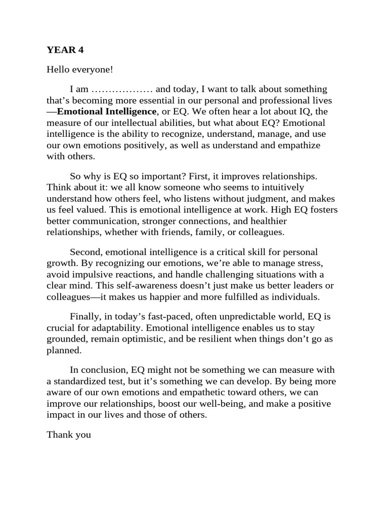 Public Speaking Script | PDF | Emotional Intelligence | Empathy