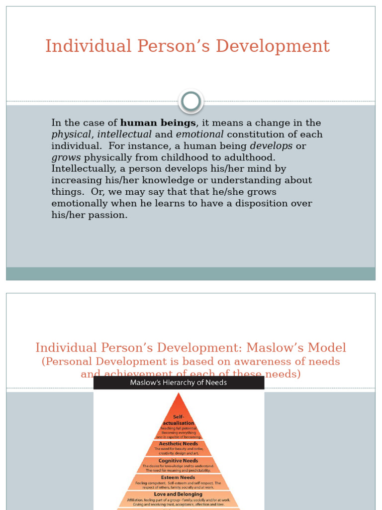 Individual Human Development Maslow Model | PDF | Self Actualization ...