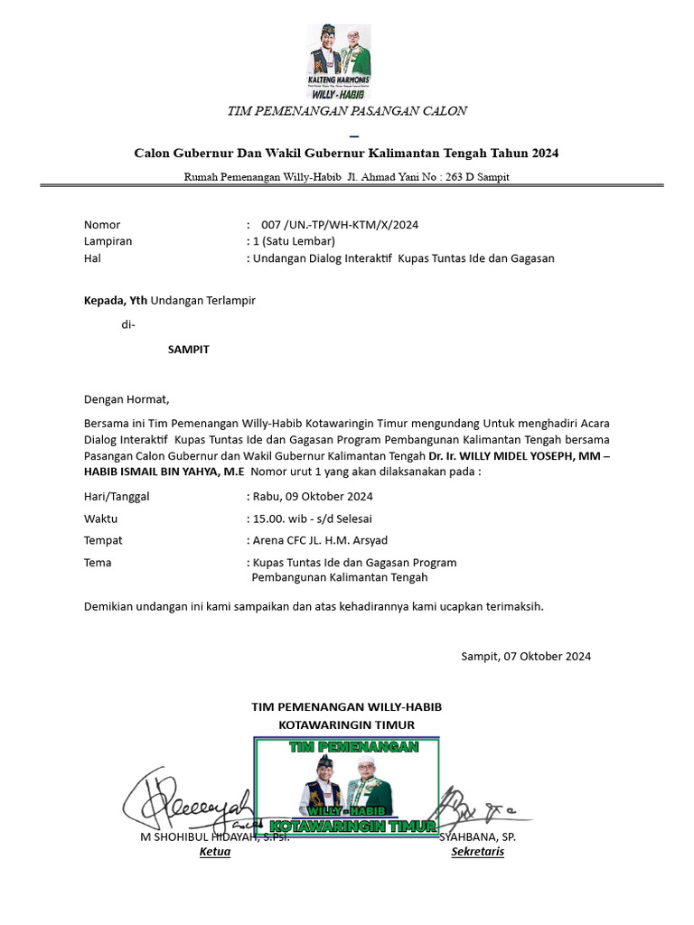 Undangan Dialog Willy Habib | PDF