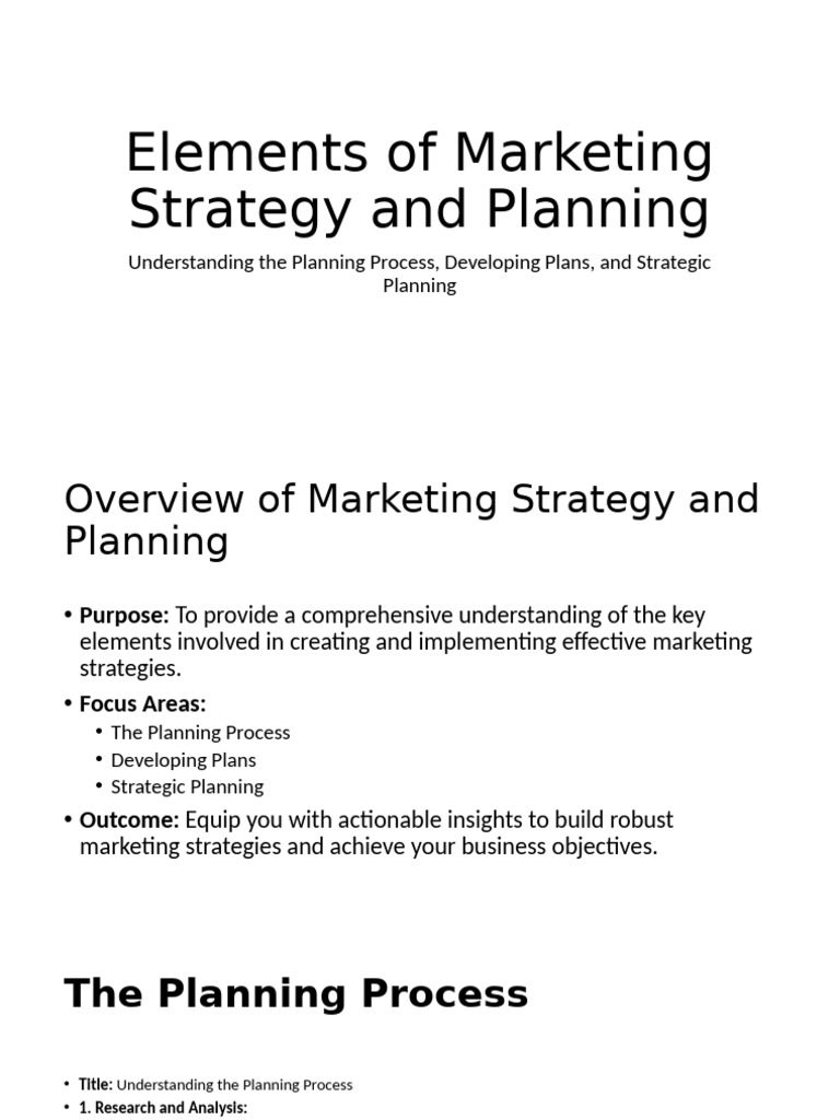 Key Elements of Marketing Strategy | PDF | Marketing | Marketing Strategy