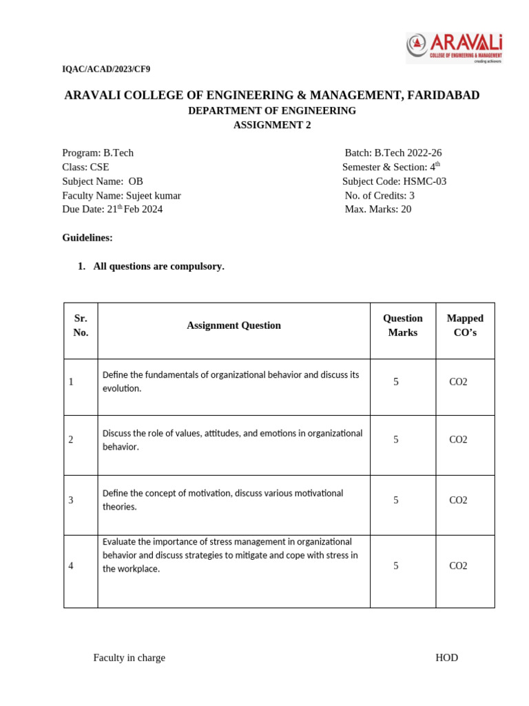 Assignment 2 B.Tech 4th | PDF