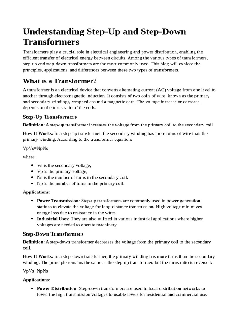 Understanding Step-Up and Step-Down Transformers | PDF | Transformer ...