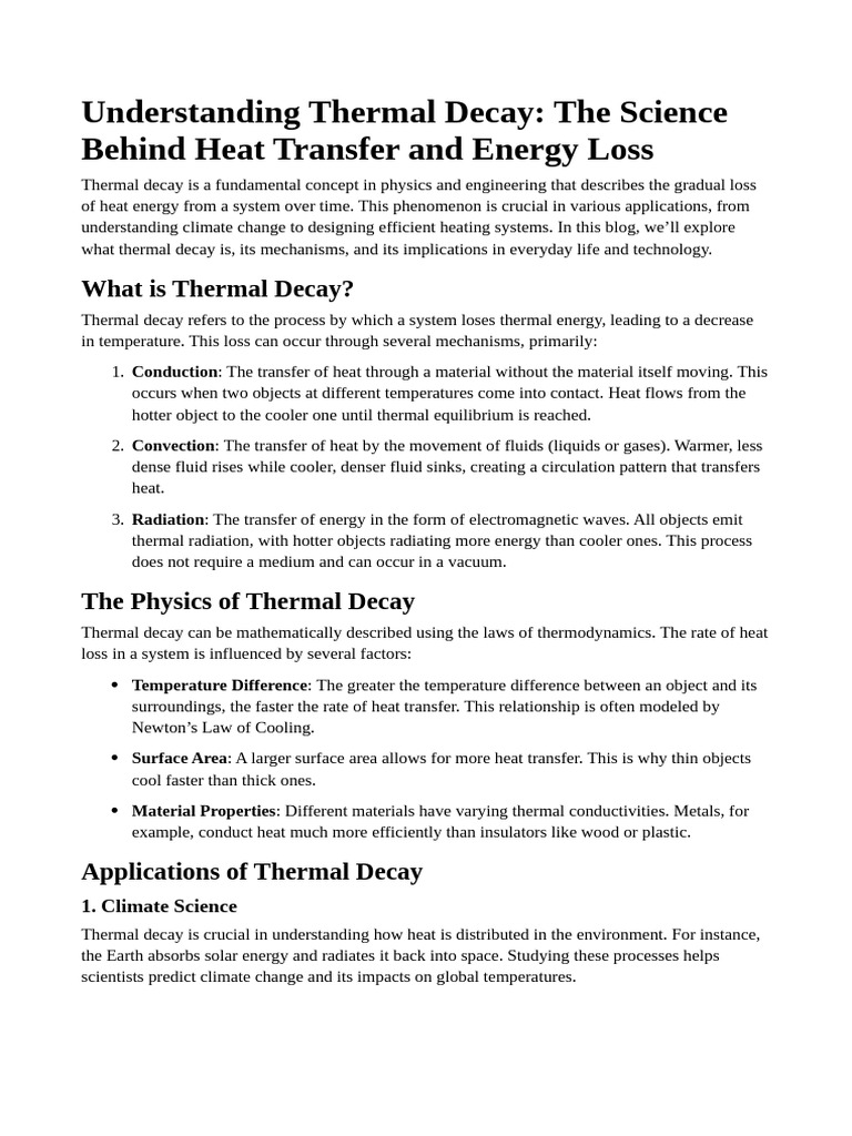 Thermal Decay: Science & Applications | PDF | Heat Transfer | Heat