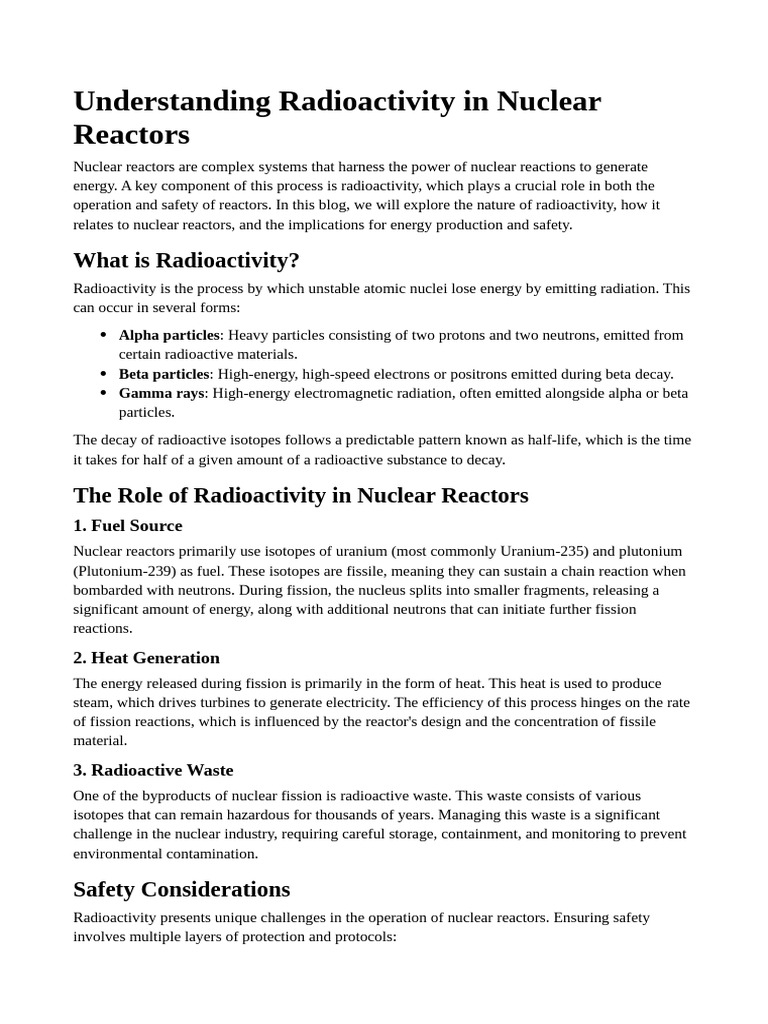 Understanding Radioactivity in Nuclear Reactors | PDF | Nuclear Fission ...