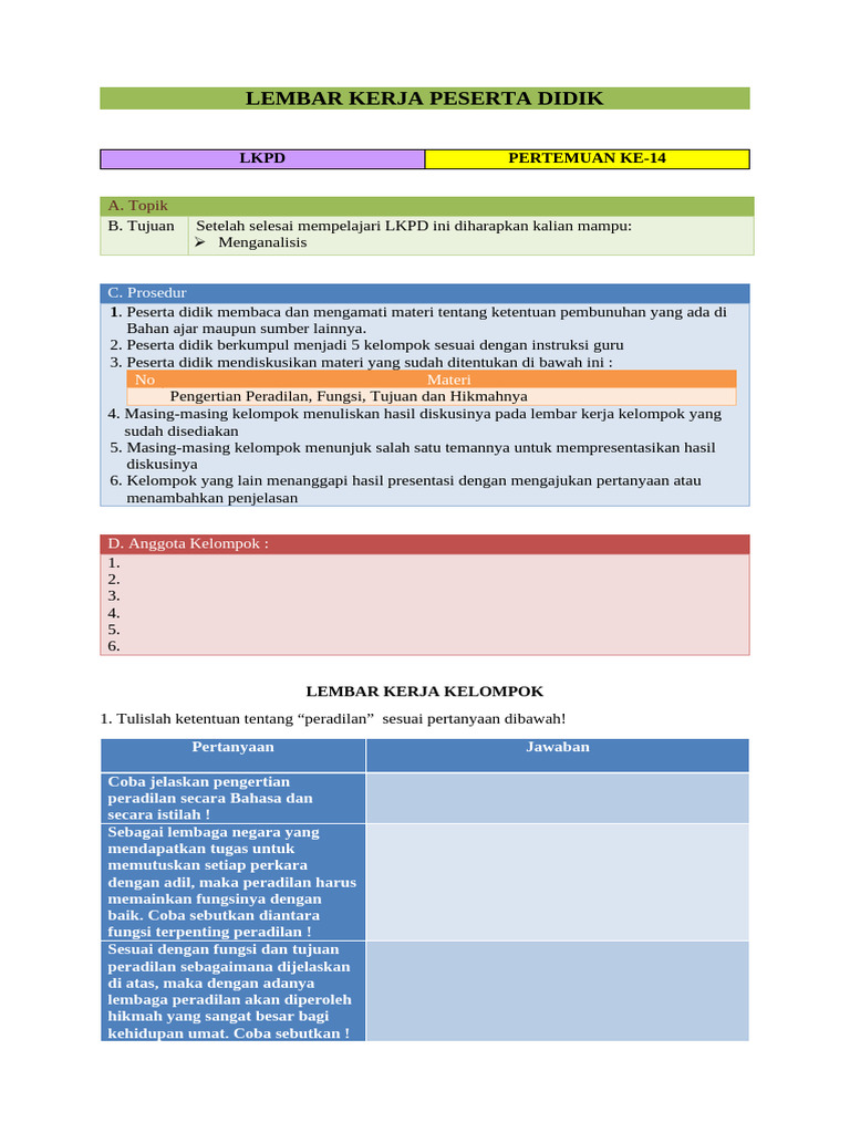 14-Lkpd Fikih Xi (Peradilan Islam) | PDF