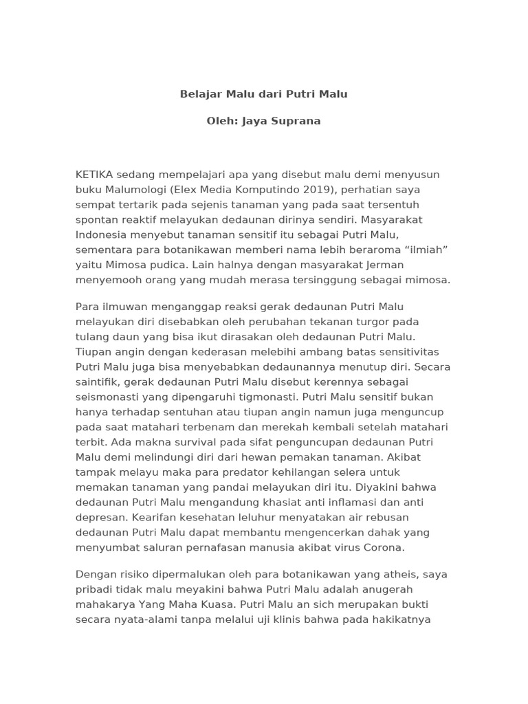Belajar Malu Dari Putri Malu | PDF | Sains & Matematika