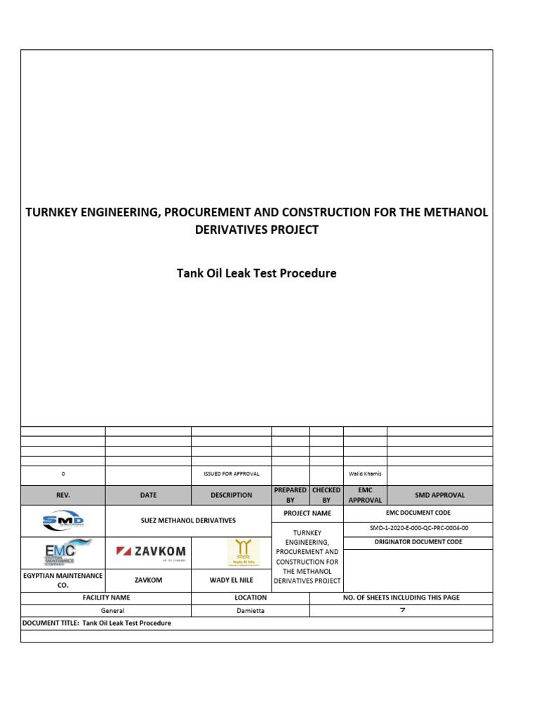 SMD-1-2020-E-000-QC-PRC-0004-00 - Tank Oil Leak | PDF | Specification ...