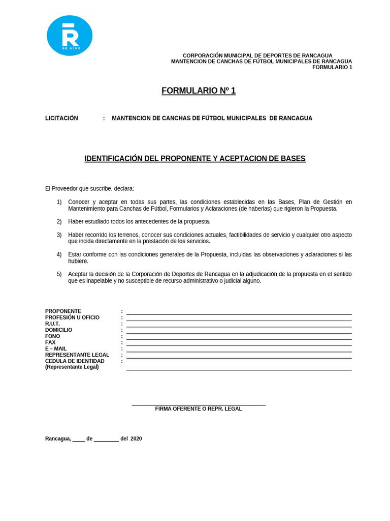 FORMULARIO N°1 | PDF