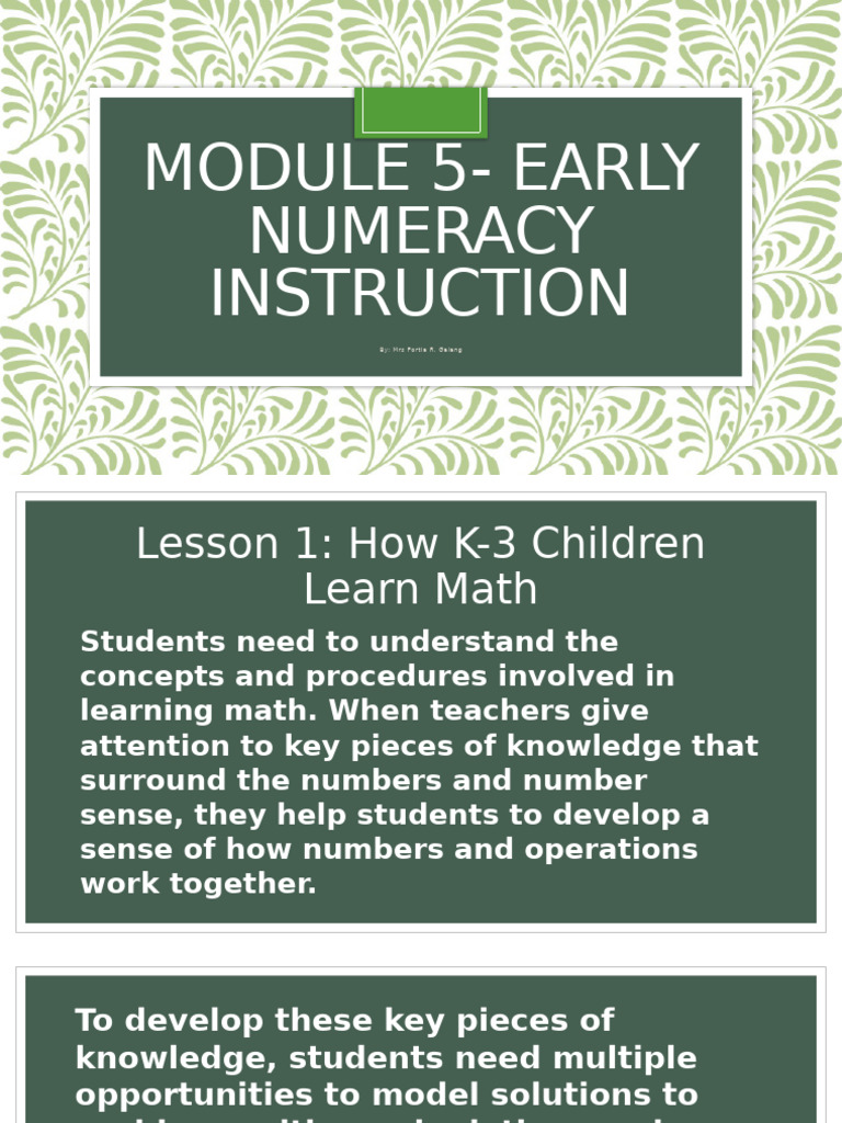 Early Numeracy Instruction for K-3 | PDF | Mathematics | Numbers