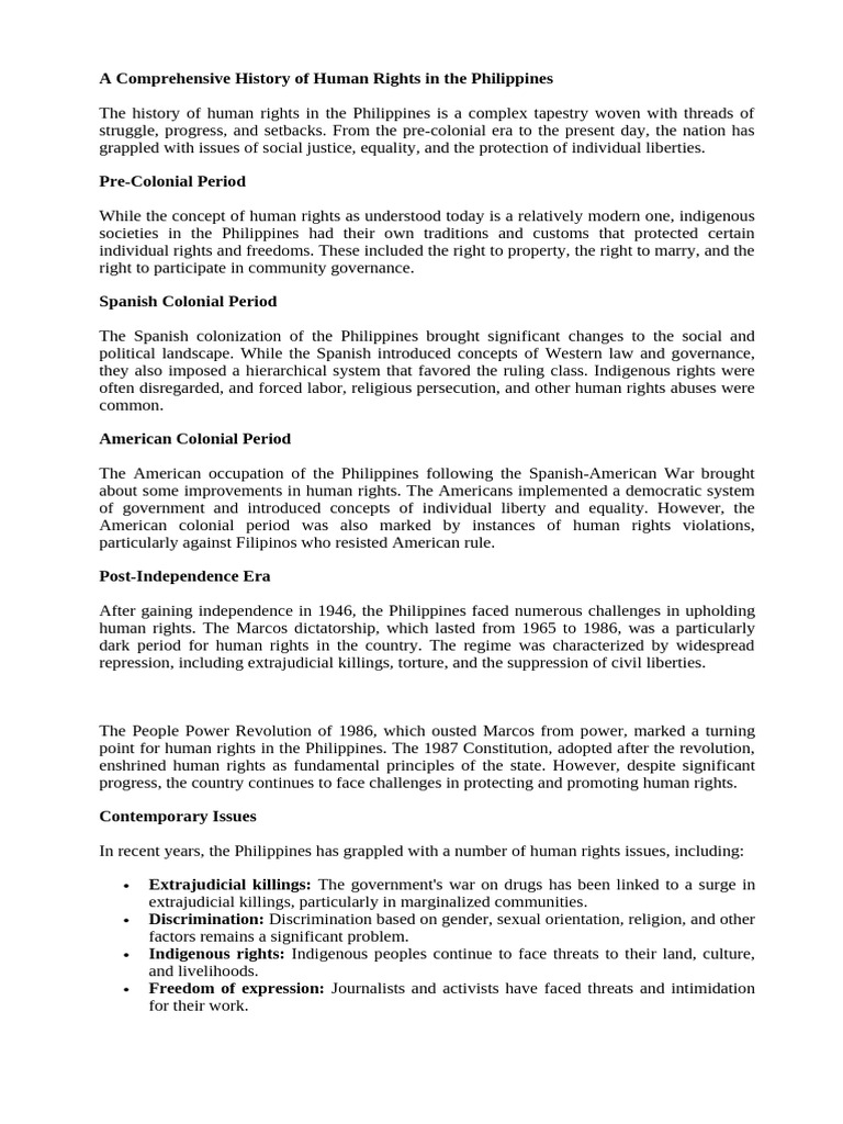 A Comprehensive History of Human Rights in the Philippines | PDF ...