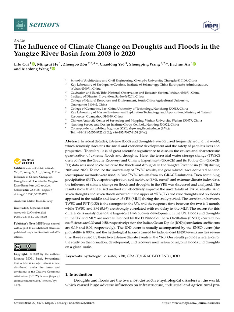 The Influence of Climate Change On Droughts and Floods in The Yangtze ...