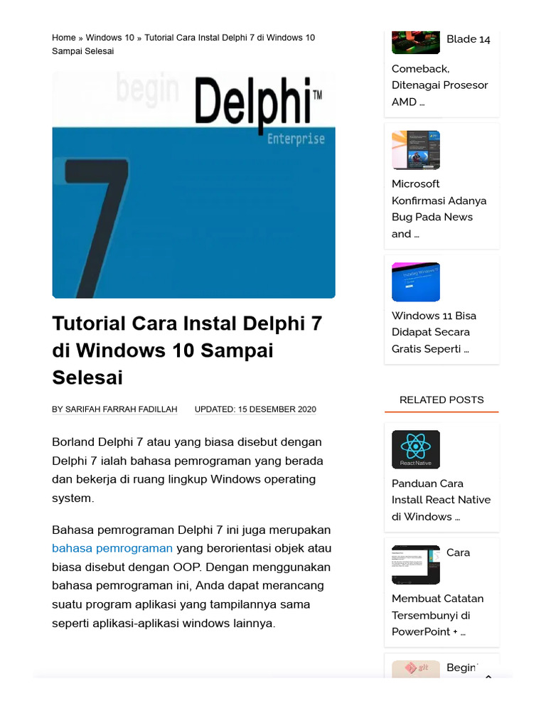 Cara Instal Delphi 7 Di Windows 10 Sampai Selesai (+gambar) | PDF