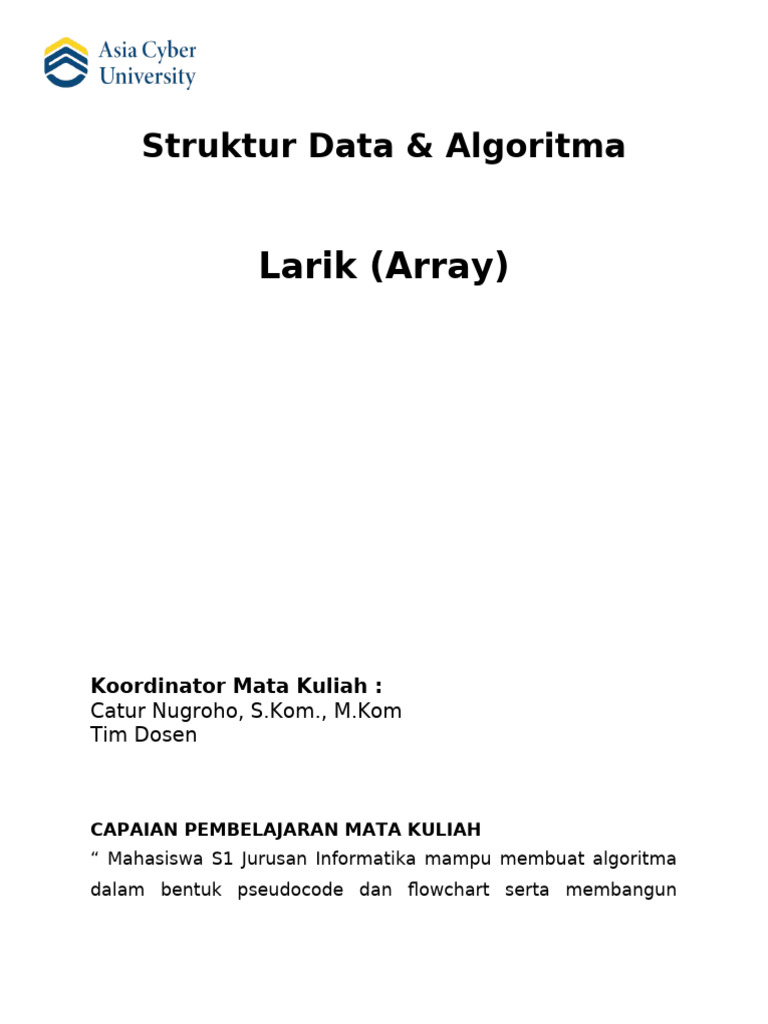 Struktur Data & Algoritma - Array | PDF