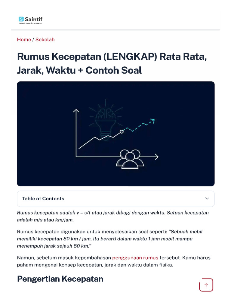 Rumus Kecepatan (LENGKAP) Rata Rata, Jarak, Waktu + Contoh Soal | PDF
