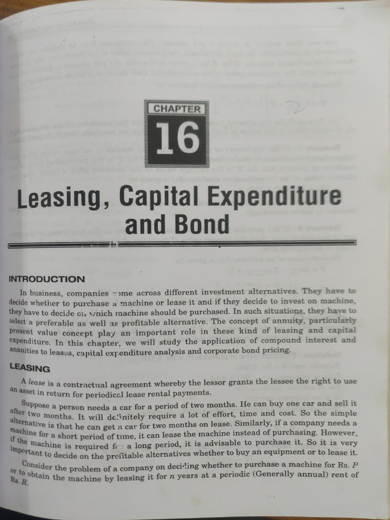 Lease, Capital Exp and Bond | PDF