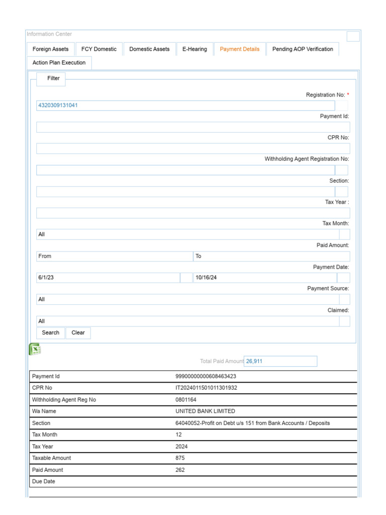 Foreign Assets FCY Domestic Domestic Assets E-Hearing Pending AOP Verification Action Plan ...
