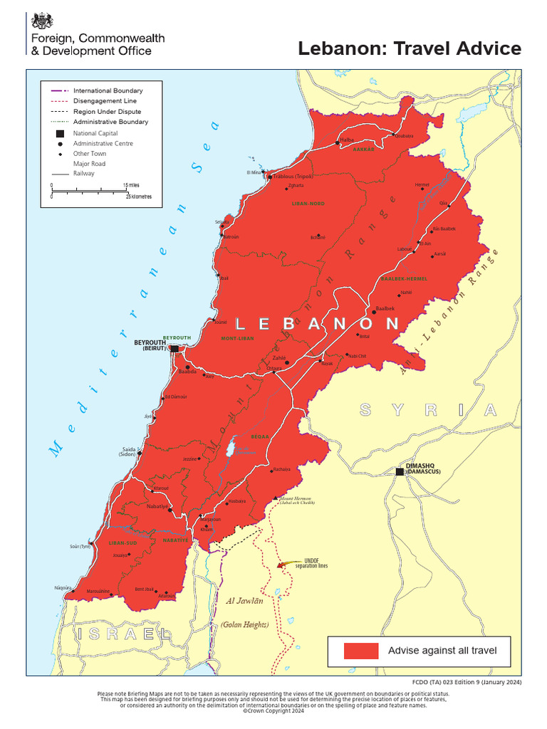 FCDO TA 023 - Lebanon Travel Advice Ed9 | PDF