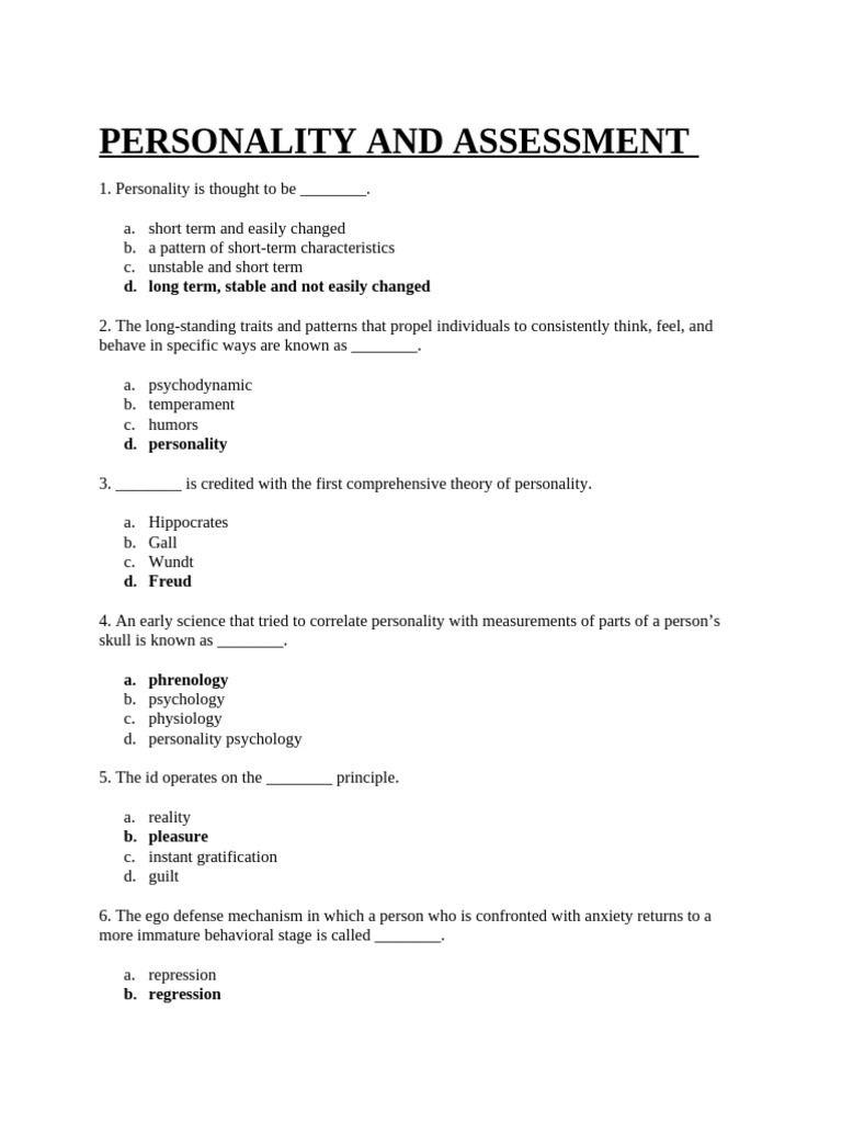 Key Concepts in Personality Assessment | PDF | Id | Psychology