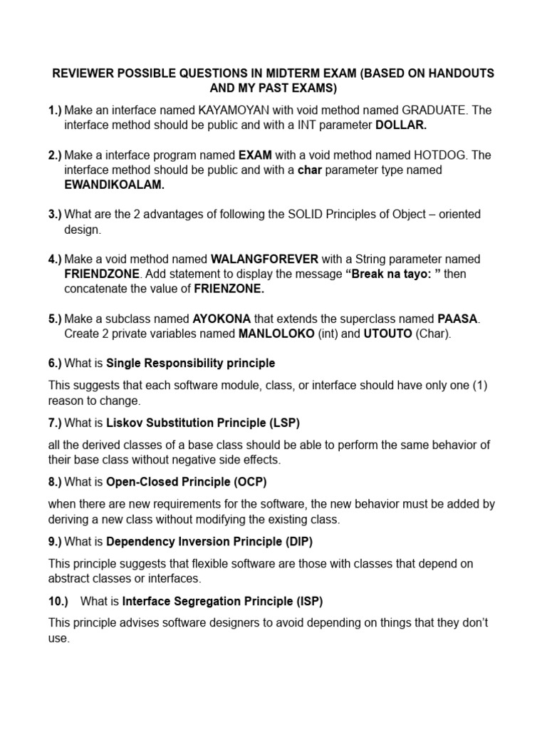 Midterm Pointer To Review App Dev Pdf Inheritance Object Oriented Programming Class