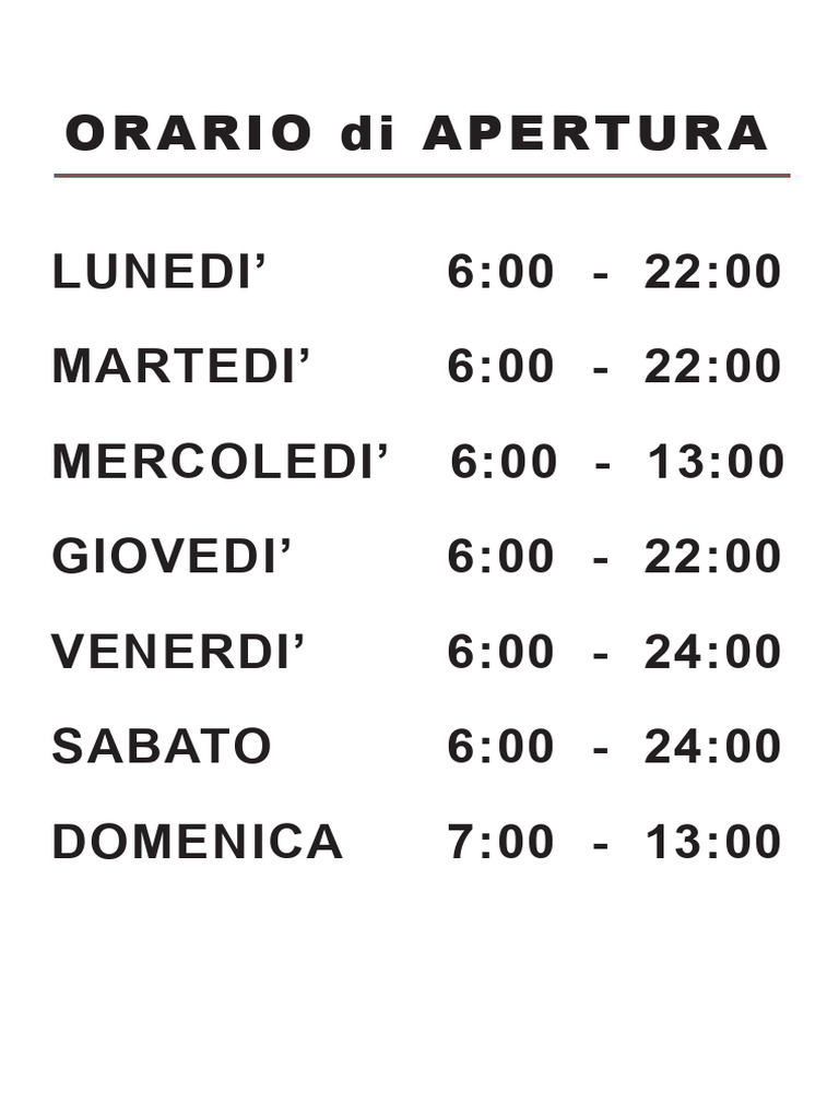 Orari Apertura Generico | PDF